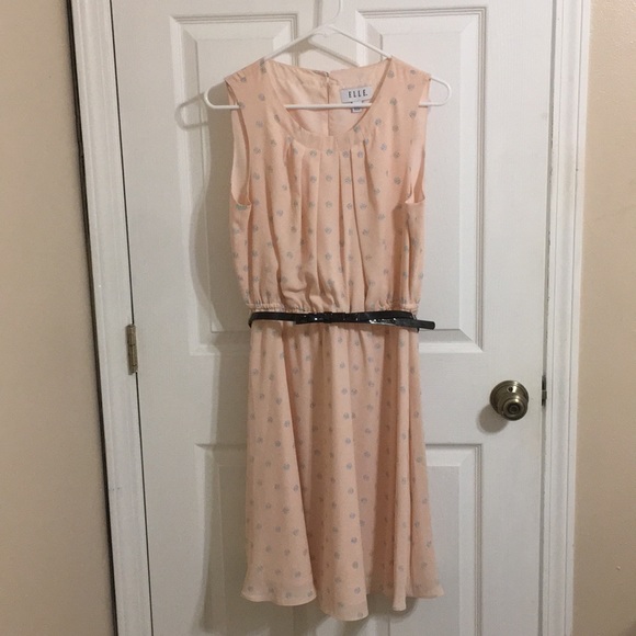 Elle | Dresses | Elle Blush And Black Polka Dot Dress | Poshmark